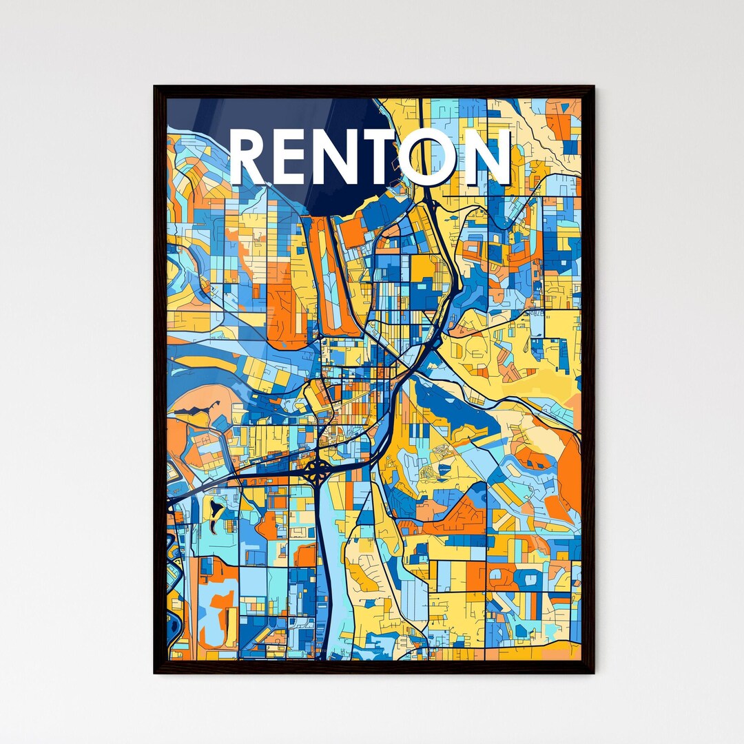 Vibrant Renton Washington Art Map Poster – Unique Wall Decor | Perfect ...