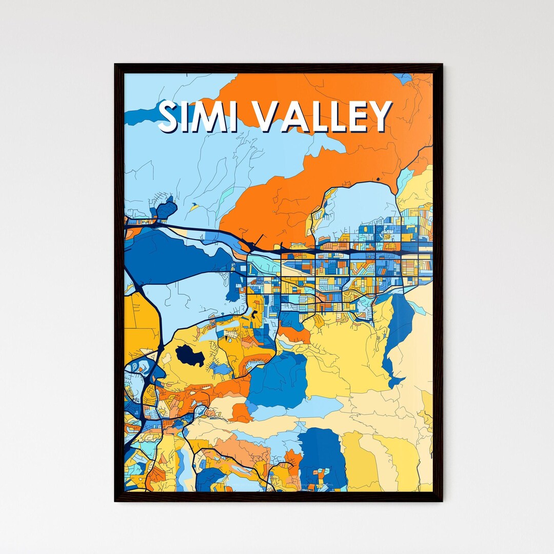 Customizable Simi Valley, CA Vibrant Art Map Poster Unique Wall Decor ...