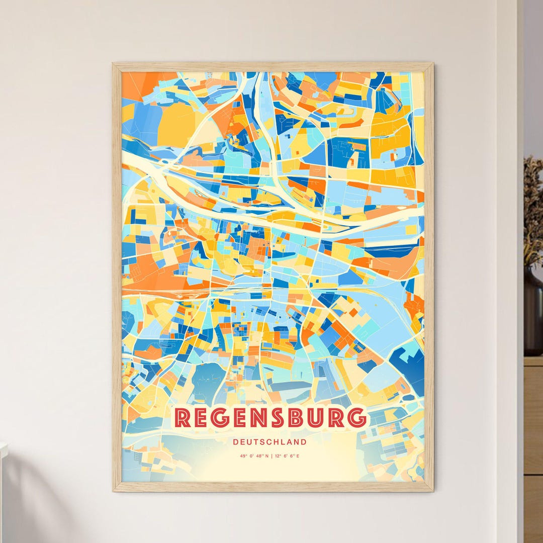 Colorful Regensburg Germany Blue Orange Fine Art Print, Regensburg ...