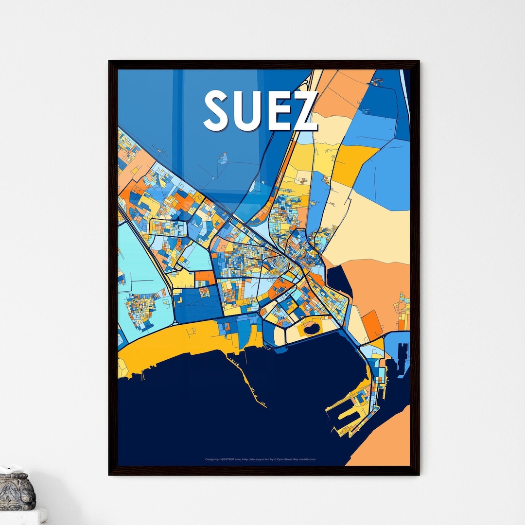 Suez Egypt Art Map Poster - Vibrant Wall Decor, Unique Personalisable ...