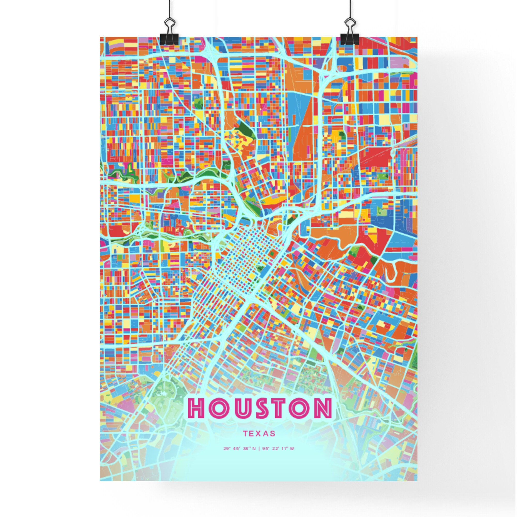 HOUSTON TEXAS Crazy Colorful Art Map Custom Poster - Etsy