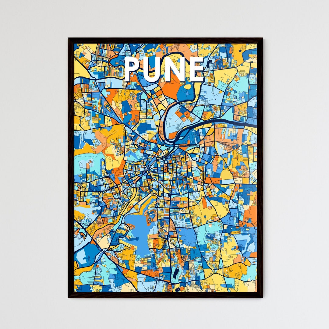 PUNE INDIA Vibrant Colorful Art Map Poster Perfect Gift for Marriage ...
