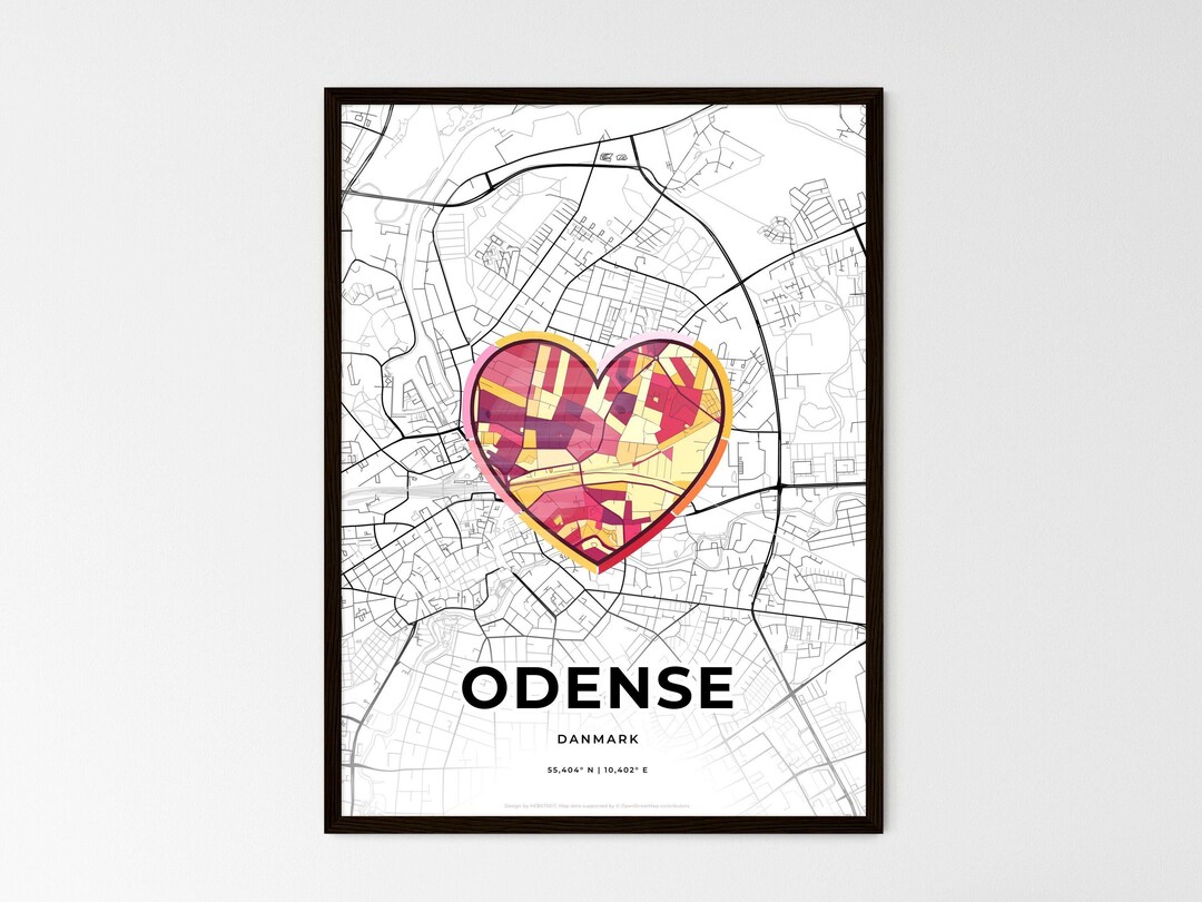 ODENSE DENMARK – Where It All Began Map - Choose One of Three Styles ...