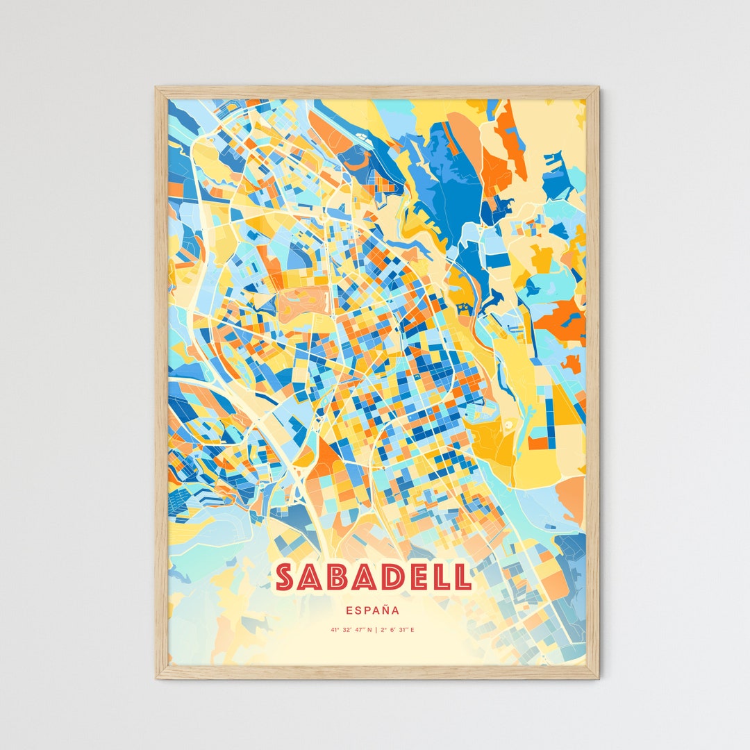 Colorful SABADELL SPAIN Blue Orange Fine Art Print, Sabadell España ...