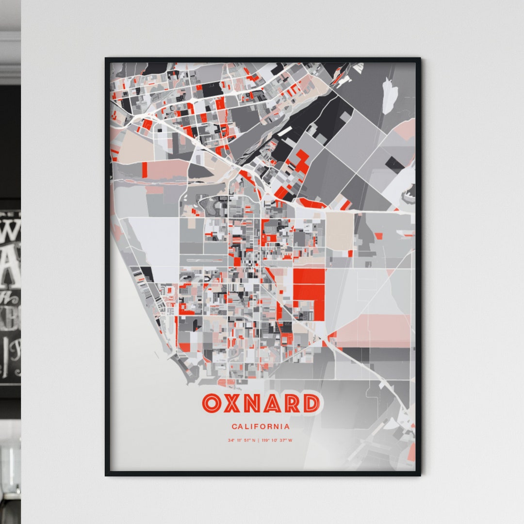 Modern Oxnard Art Map Custom Poster for Expressive Dcor - Etsy