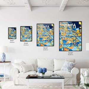 Haifa Israel Art Map Poster - Vibrant Wall Decor for Unique Home Design ...