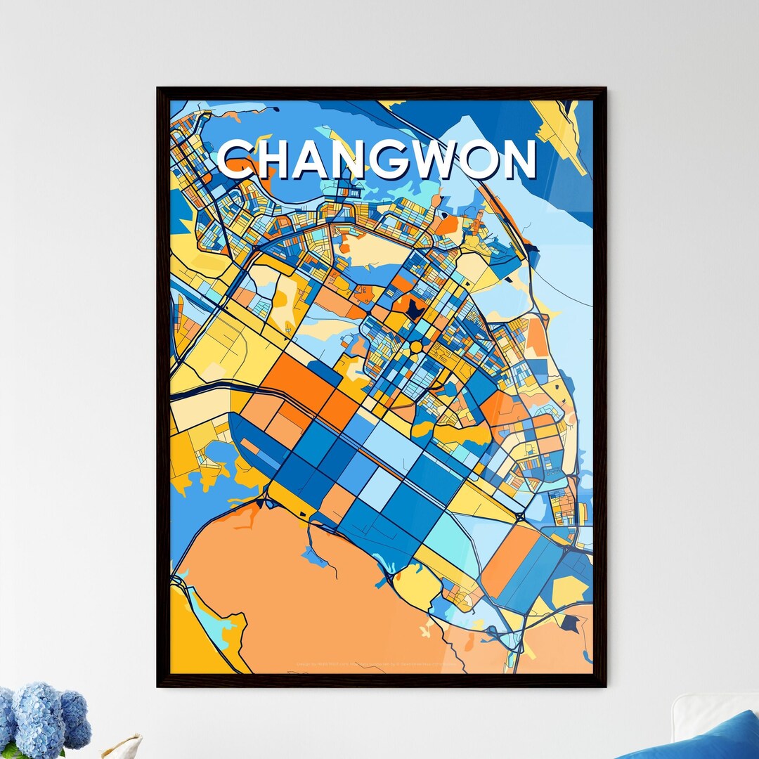 CHANGWON SOUTH KOREA Vibrant Colorful Art Map Poster Perfect - Etsy