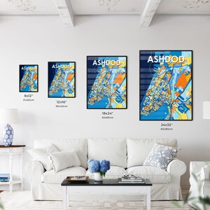 Vibrant Ashdod Israel Art Map Poster Unique Wall Decor Perfect ...