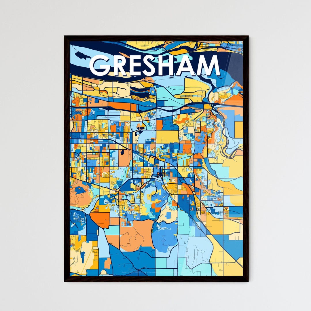 Gresham Oregon Vibrant Art Map Poster - Unique Wall Decor ...