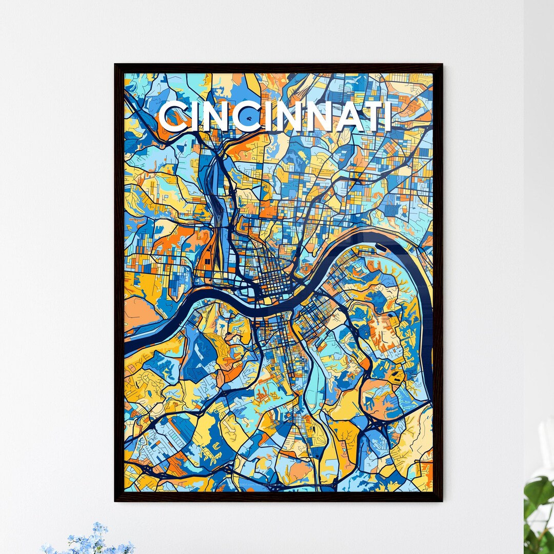 CINCINNATI OHIO Vibrant Colorful Art Map Poster Customizable Poster ...