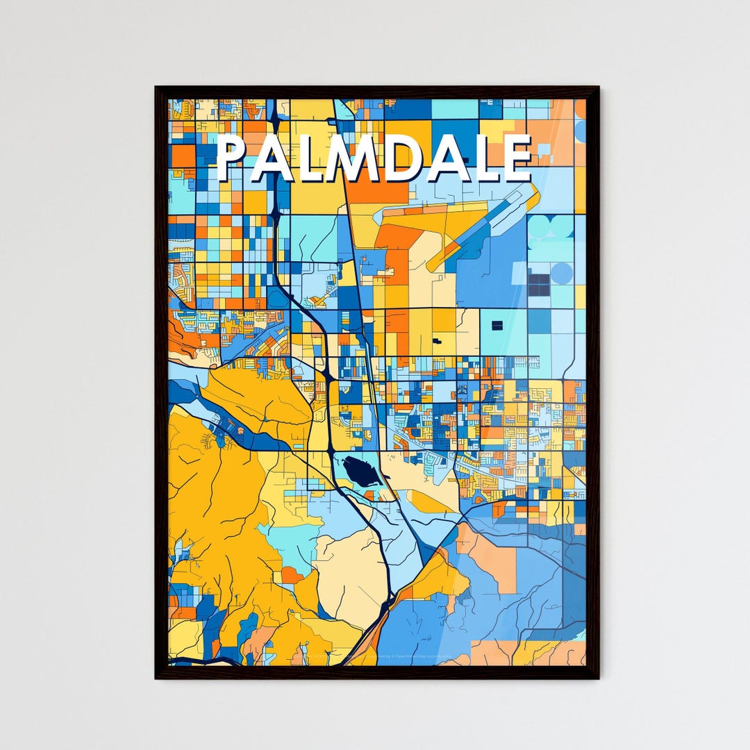Vibrant Palmdale, California Art Map Poster – Unique Wall Decor | Perfect Personalisable Gift ...