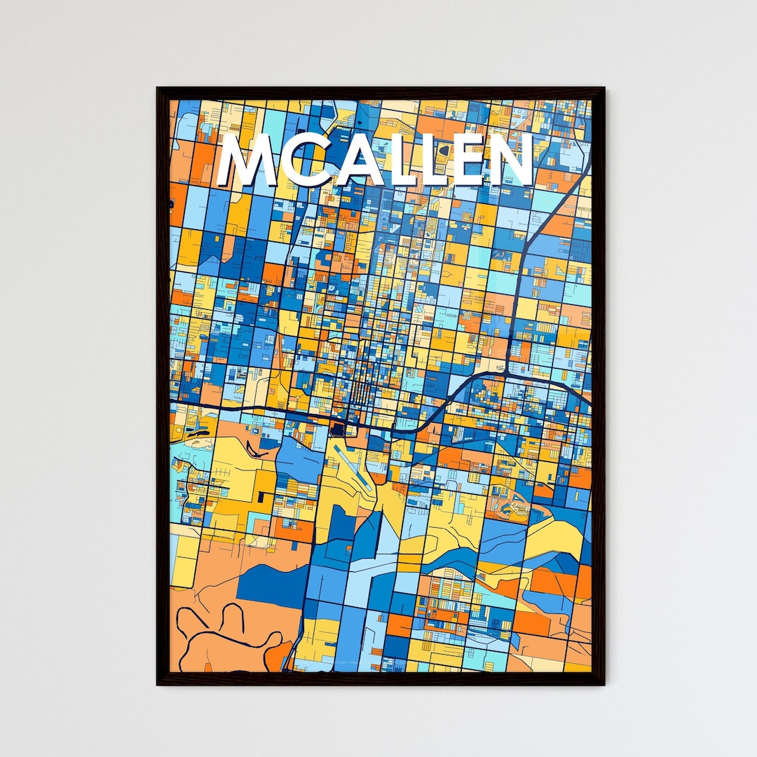 Mcallen Texas Art Map Poster - Vibrant Wall Decor | Unique Gift for ...