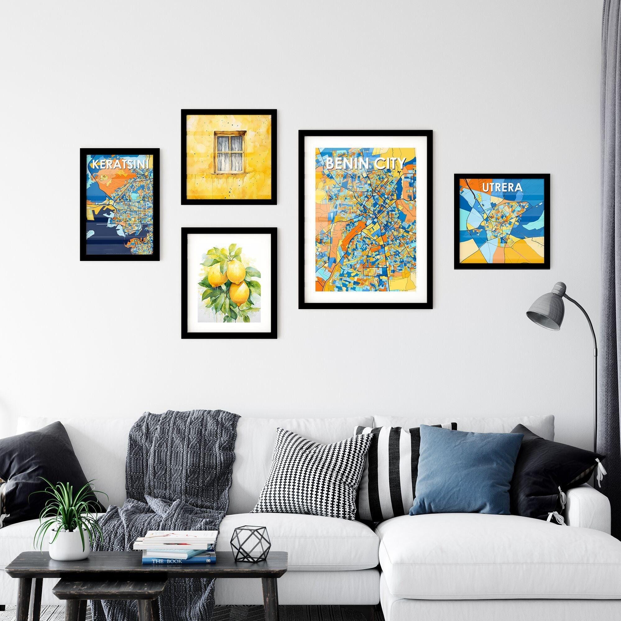 Benin City Nigeria Art Map Poster - Vibrant Wall Decor | Unique Gift ...