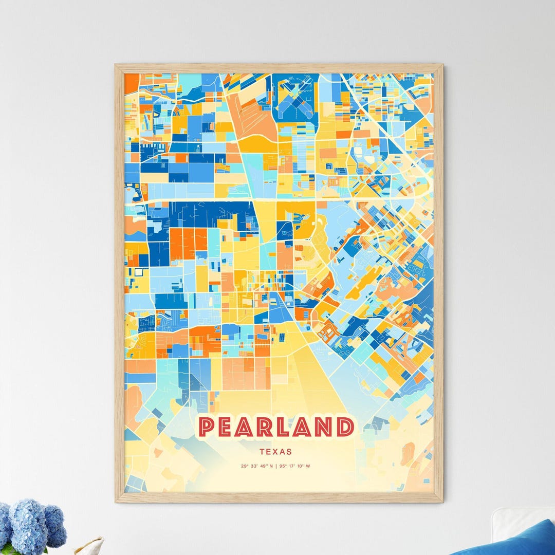 Pearland Texas Coastal Colors Art Map, Pearland Usa Two-toned Creative ...