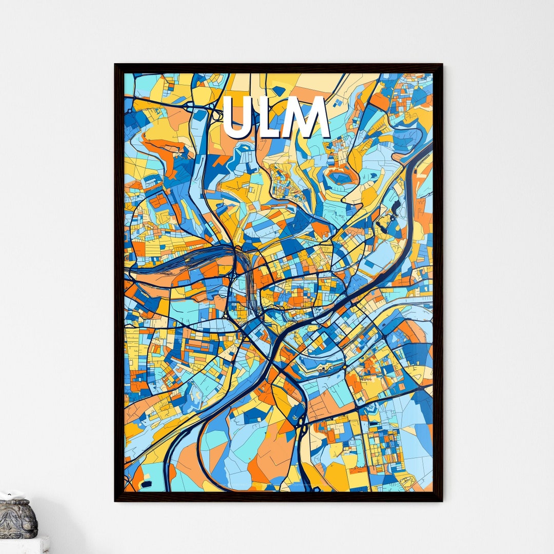 ULM GERMANY Vibrant Colorful Art Map Poster Customizable Poster Print ...