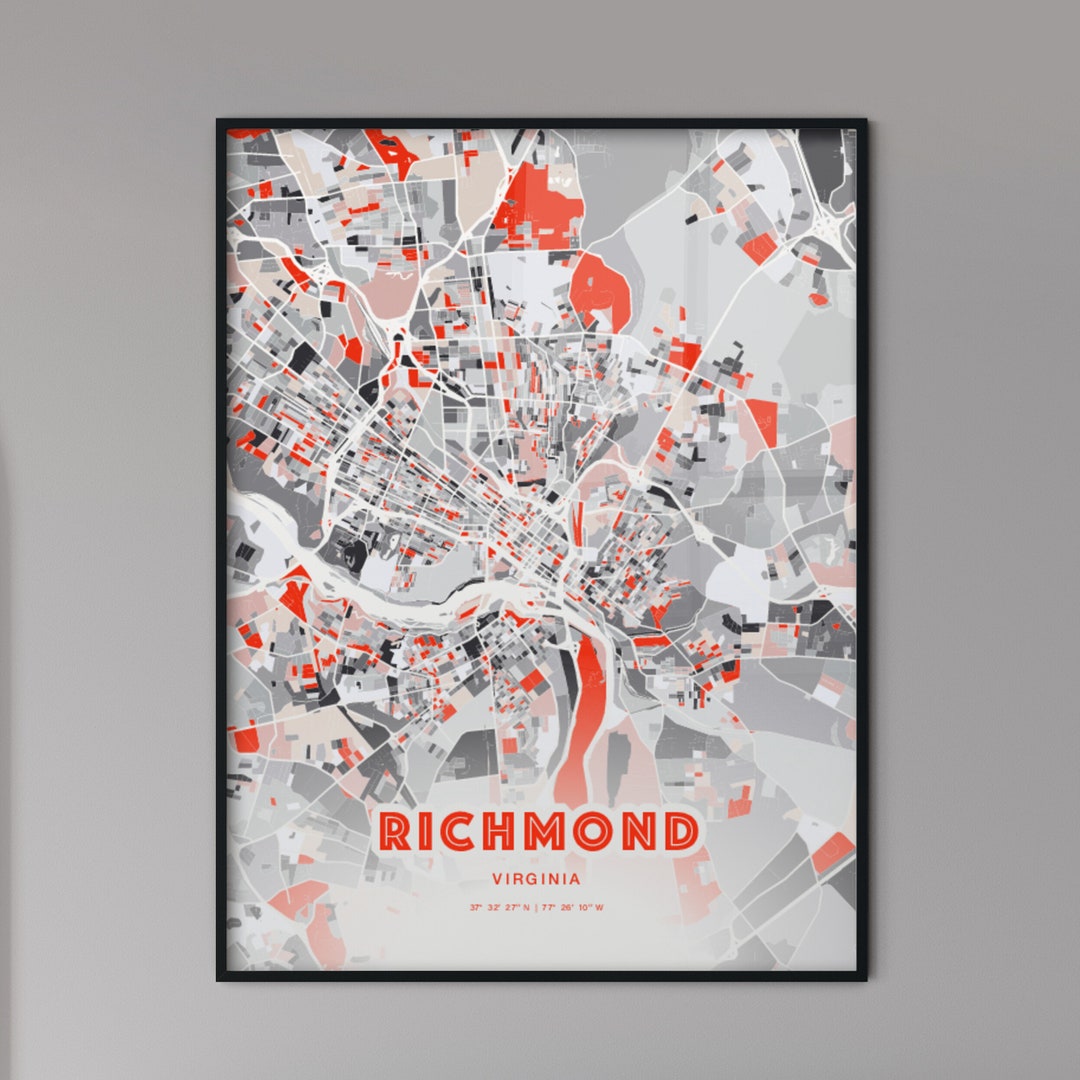 Richmond VA Modern Art Map Custom Poster - Etsy