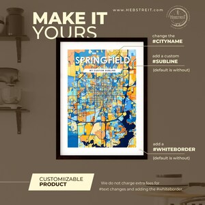 Springfield, Illinois Art Map Poster - Vibrant Wall Decor | Unique Gift ...