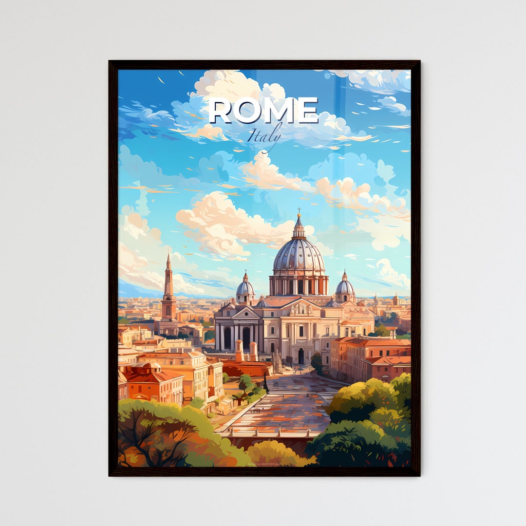 Rome Italy Skyline A Large Building With A Dome and A Street Travel ...