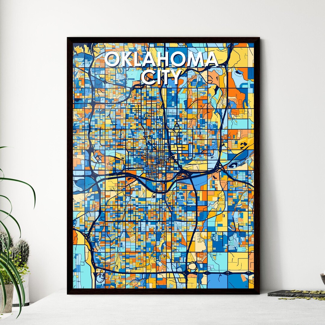 Oklahoma City Map Kunst Poster Lebendige Farben für eine Einzigartige ...