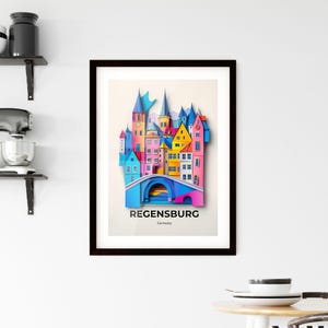 Vivid Regensburg, Germany - a Paper Cut Print of a City With a Bridge ...