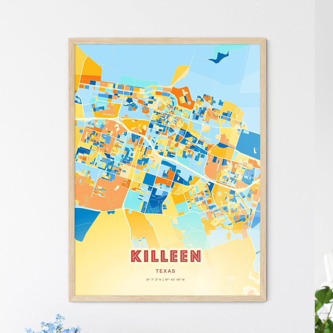 Killeen City Map Print: Colorful Texas Wall Art - Etsy