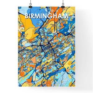 Birmingham Alabama Art Map Poster - Vibrant Wall Décor, Unique Gift for ...