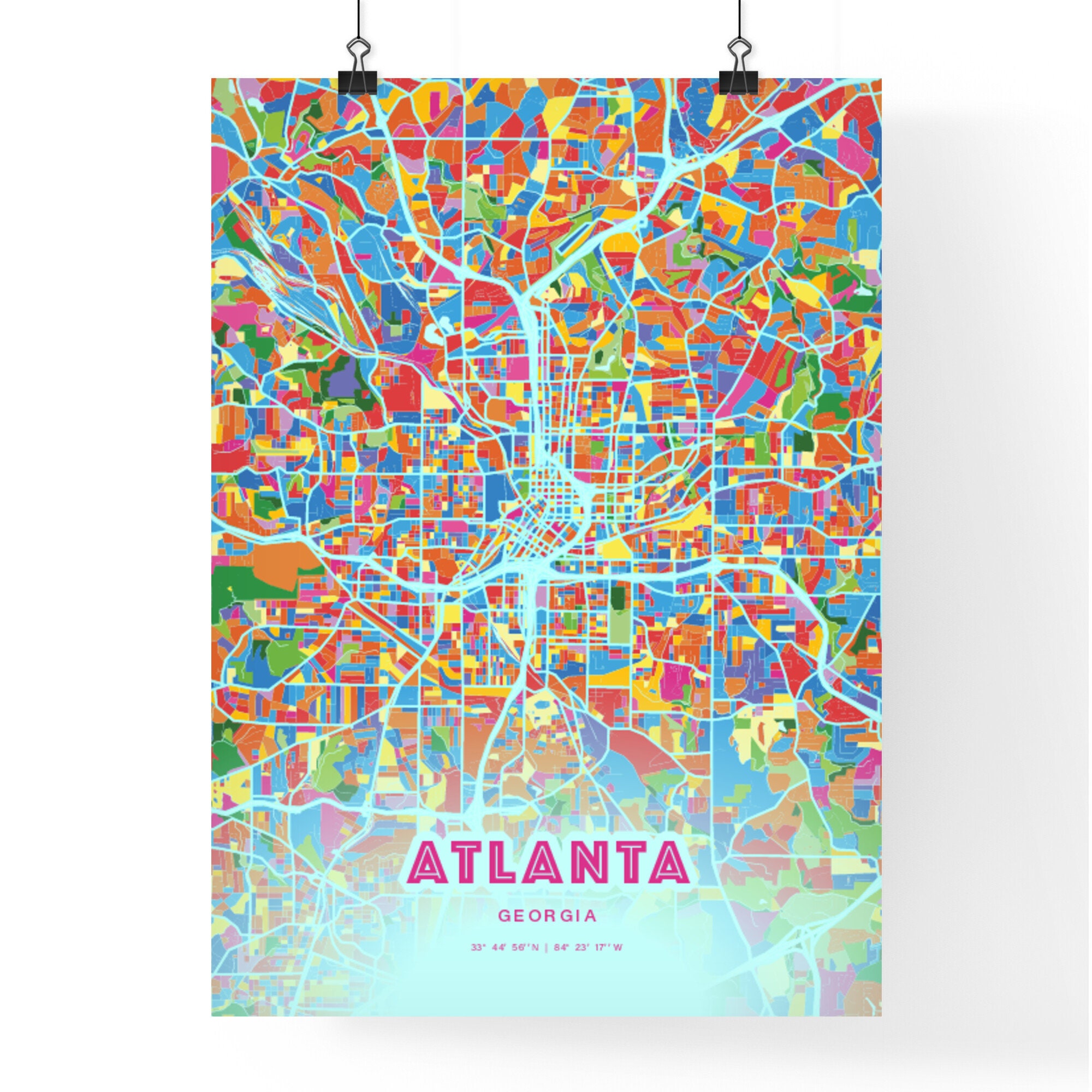 ATLANTA GEORGIA Crazy Colorful Art Map Custom Poster - Etsy