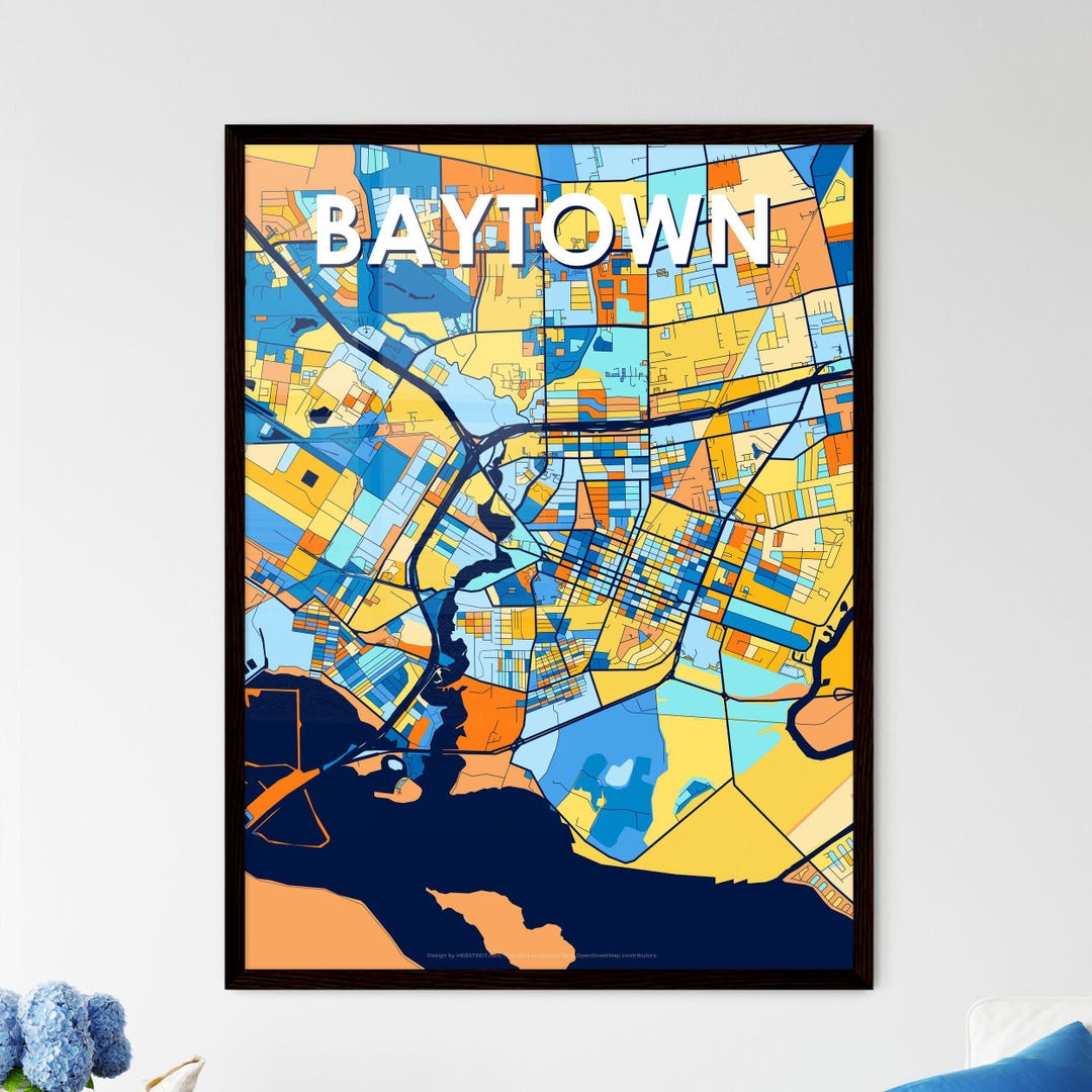BAYTOWN TEXAS Art Map Poster - Vibrant Wall Decor, Unique ...