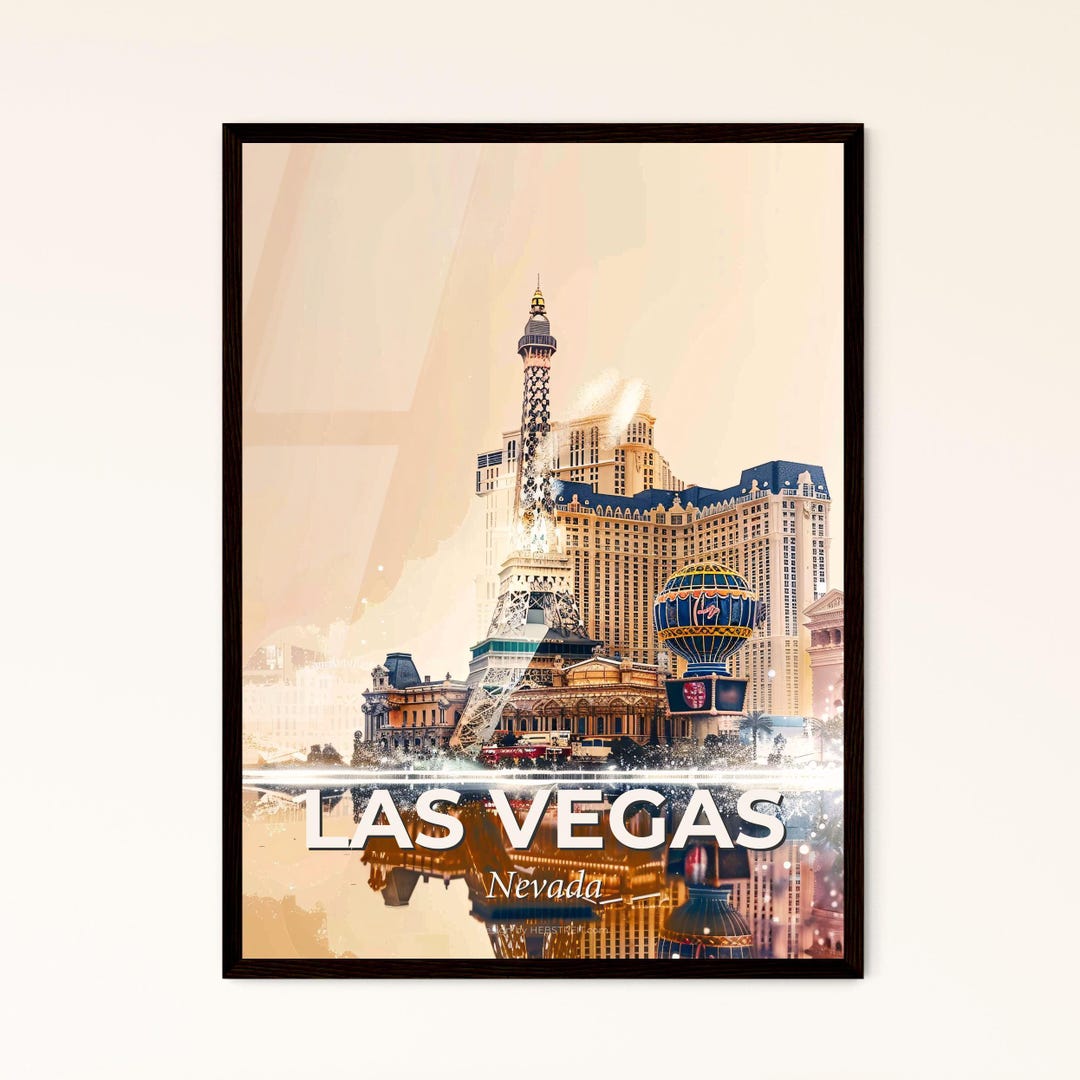 Las Vegas City Skyline Composite Poster Art A Large Building Next to a ...