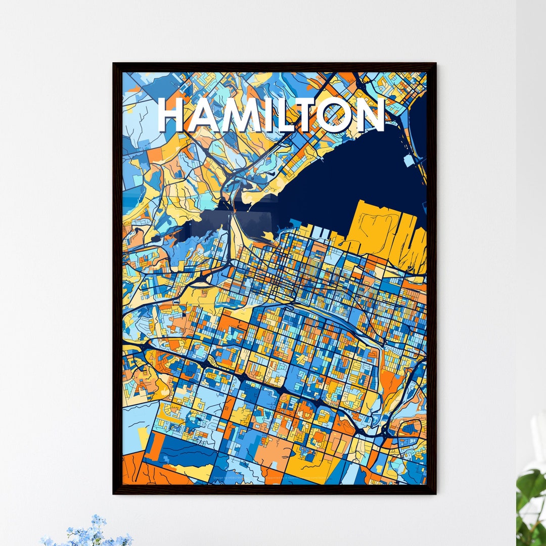 Hamilton Map Poster Colorful Art Print of Vibrant Canadian - Etsy