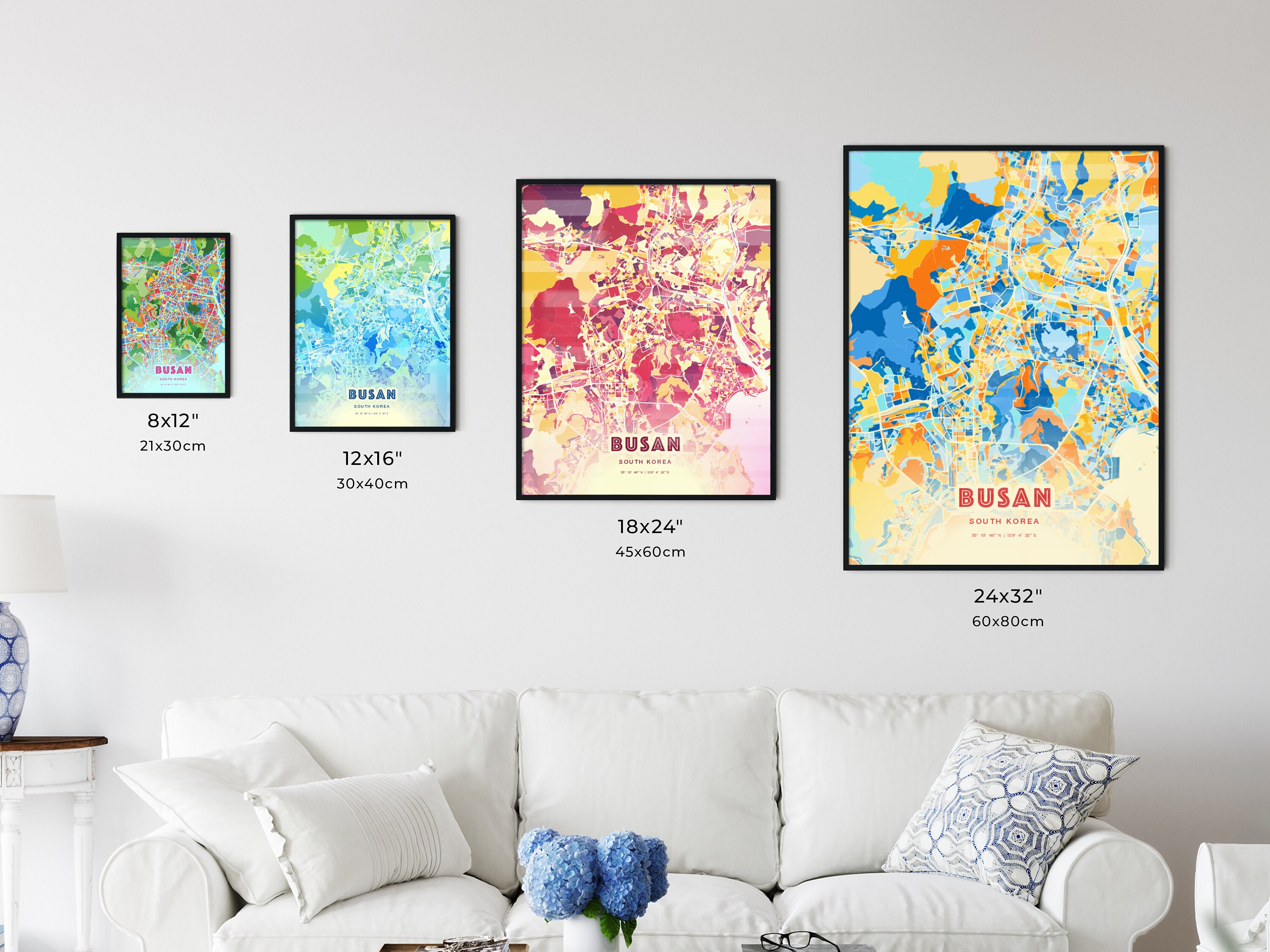 BUSAN SOUTH KOREA Crazy Colorful Art Map Custom Poster - Etsy