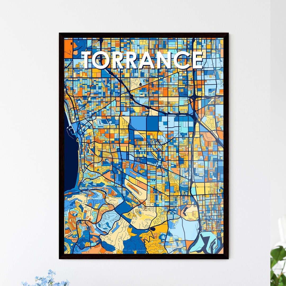 Vibrant Torrance California Art Map Poster - Unique Wall Decor | Perfect Personalisable Gift for ...