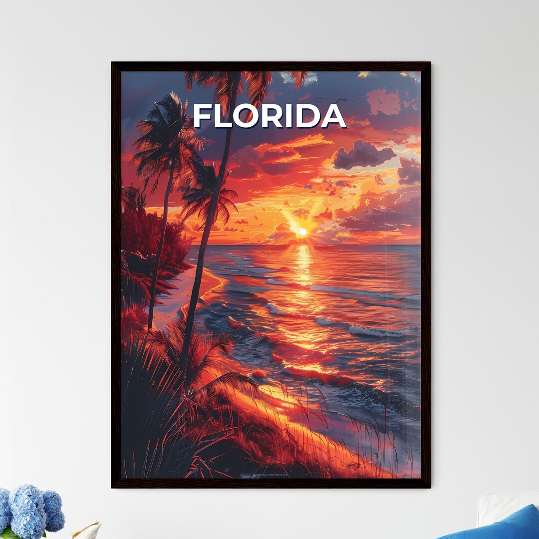 Vibrant Abstract Painting Depicting a Stunning Sunset Over a Florida ...