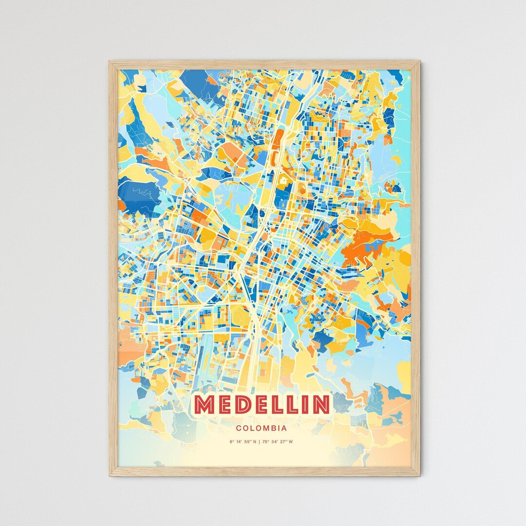 Medellin Wall Art, Colombian City Map, Medellin Skyline Art, Custom ...