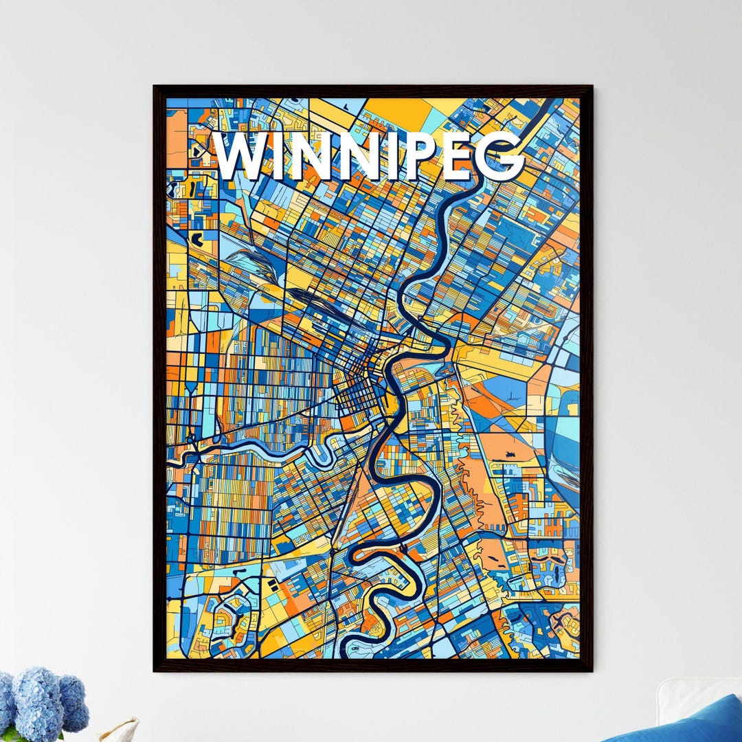Winnipeg Art, Winnipeg Map, Manitoba Decor, Colorful Urban Print ...