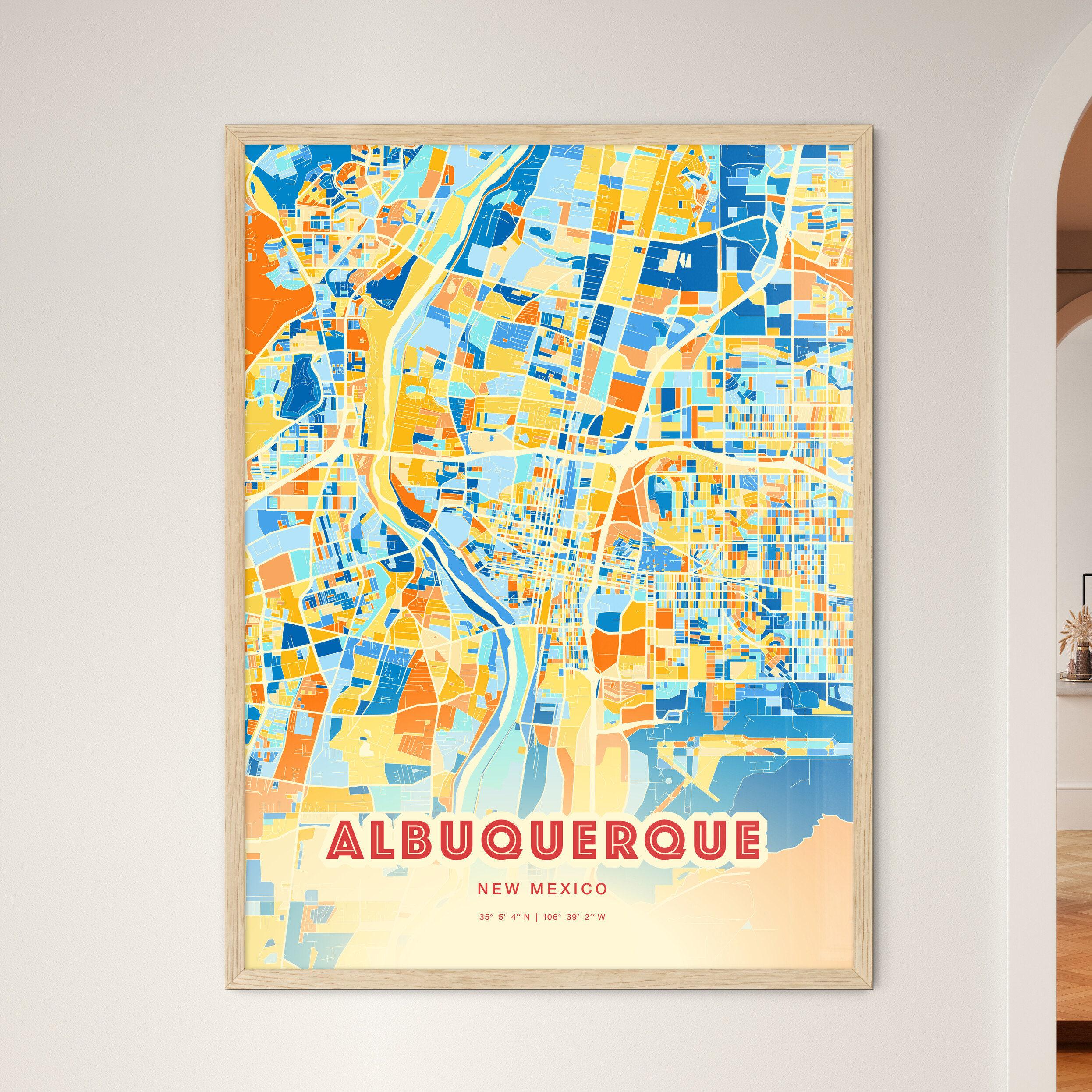 Colorful Albuquerque New Mexico Blue Orange Fine Art Print, Albuquerque ...
