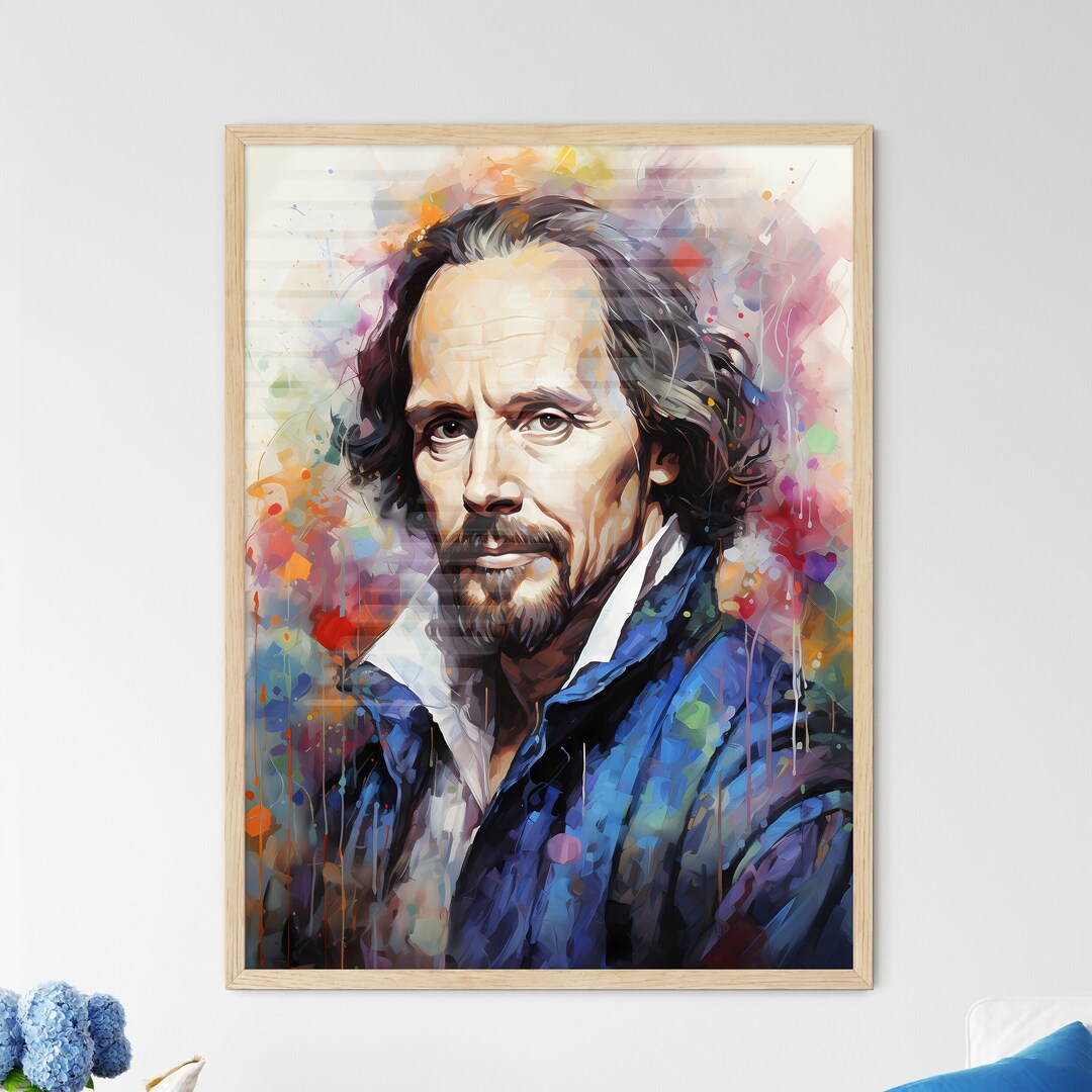 William Shakespeare A Painting of A Man, Vibrant Colorful Art Print ...