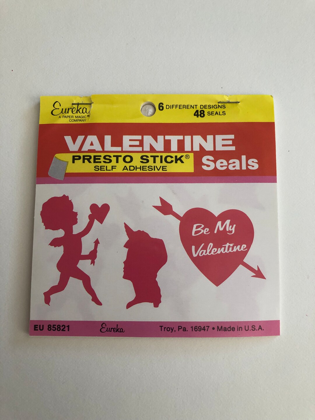 Vintage, 1980s Eureka Sticker Brand valentines Day Assorted Cupid/heart ...