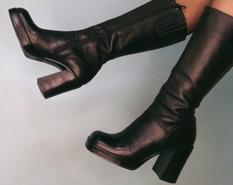 Stacked heel boots | Etsy