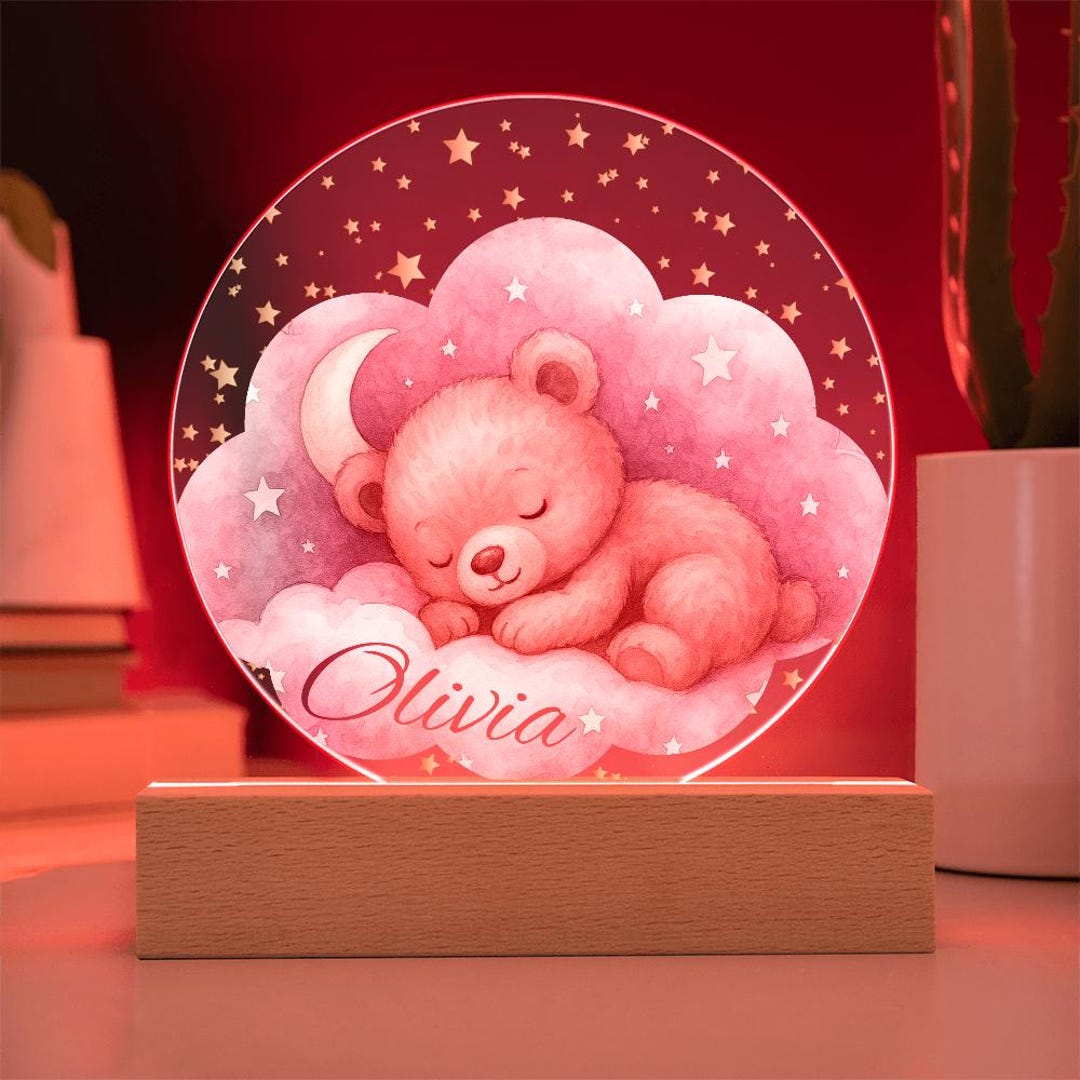 Teddy Bear Nightlight - Bear Night Light Custom, Girl Night Light, Girl ...