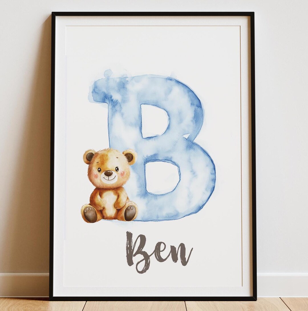 Letter B Nursery Print - Letter B Initial Decor, Letter B Wall Art ...
