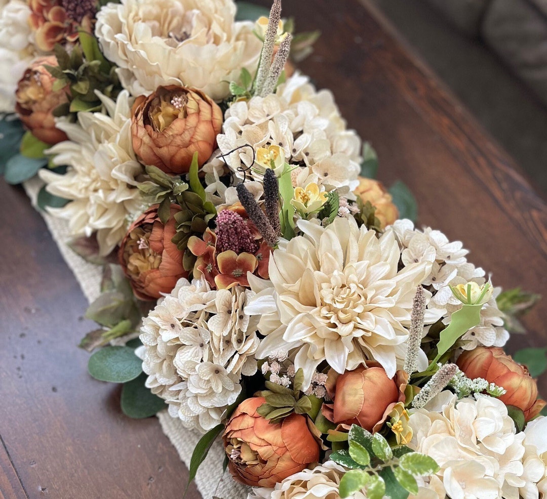 2 Ft Lush Cream Garland II, Cream Faux Peony Garland, Everyday Garland ...