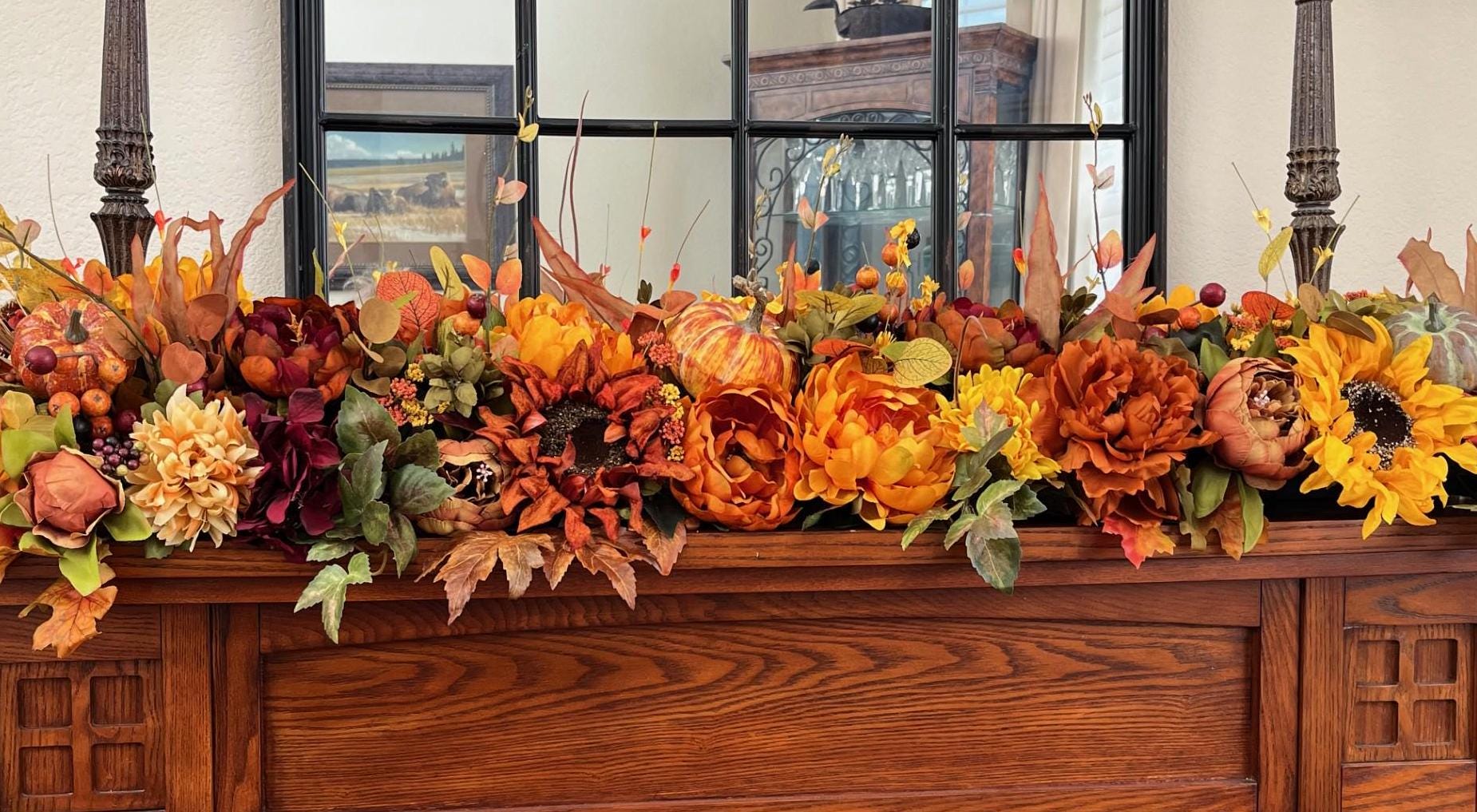 Fall Garland, 3 Ft or 4 Ft Luxury Fall Garland, Fall Decor ...