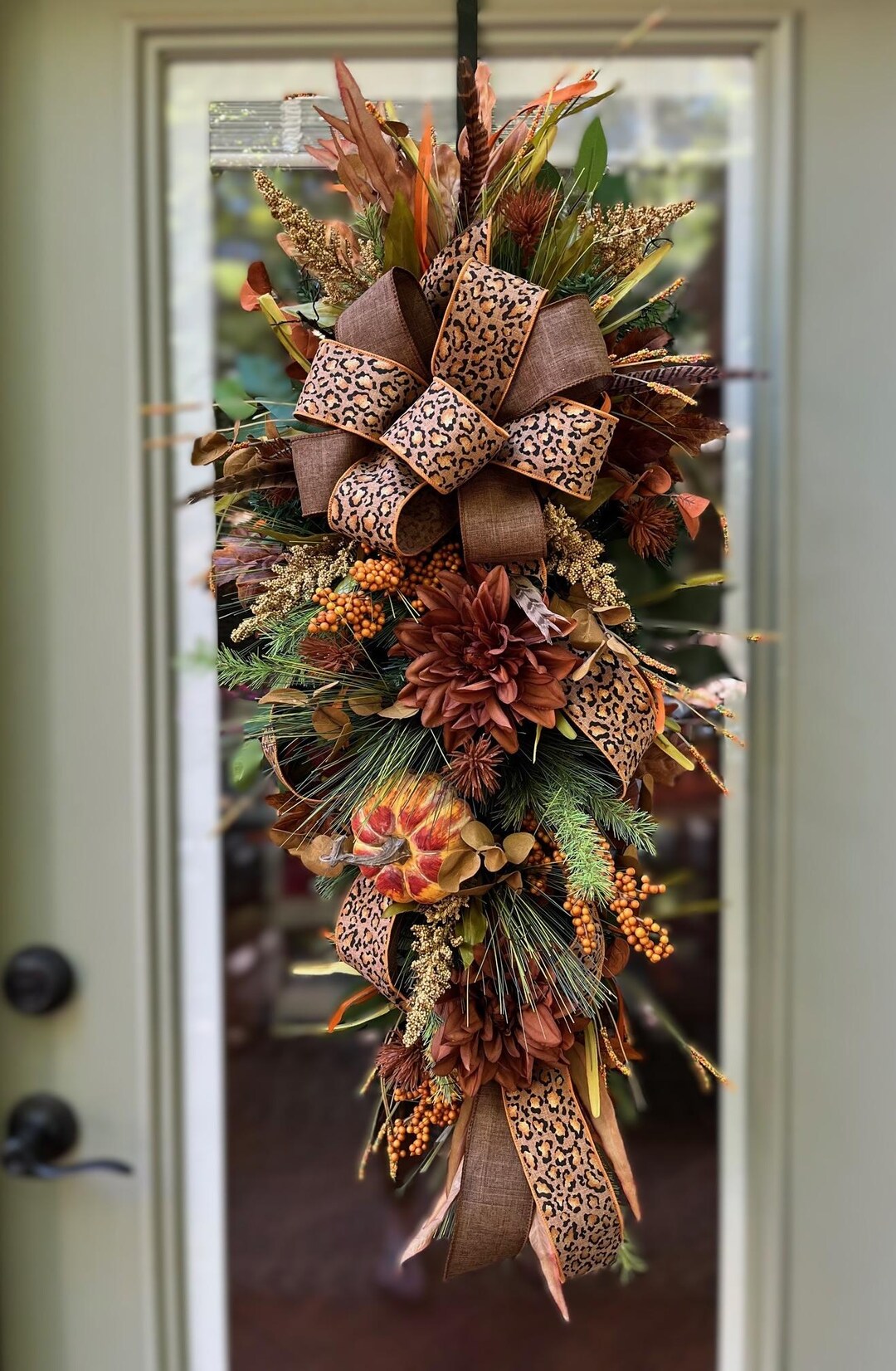 Luxury Leopard Fall Swag, Fall Door Swag, Luxury Fall Swag, Large ...