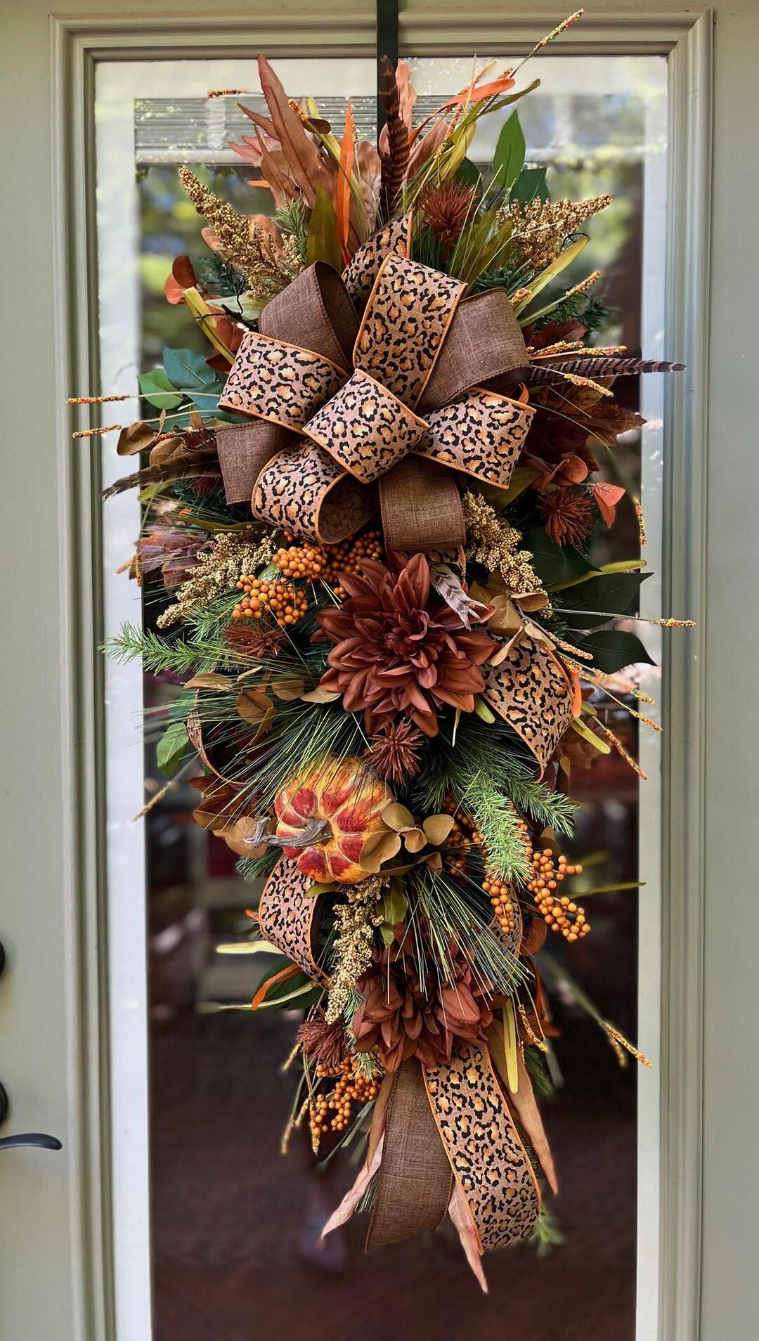 Luxury Leopard Fall Swag, Fall Door Swag, Luxury Fall Swag, Large ...