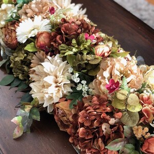 2 Ft Coffee and Cream Garland, Spring Summer Garland, Lush Faux Floral ...