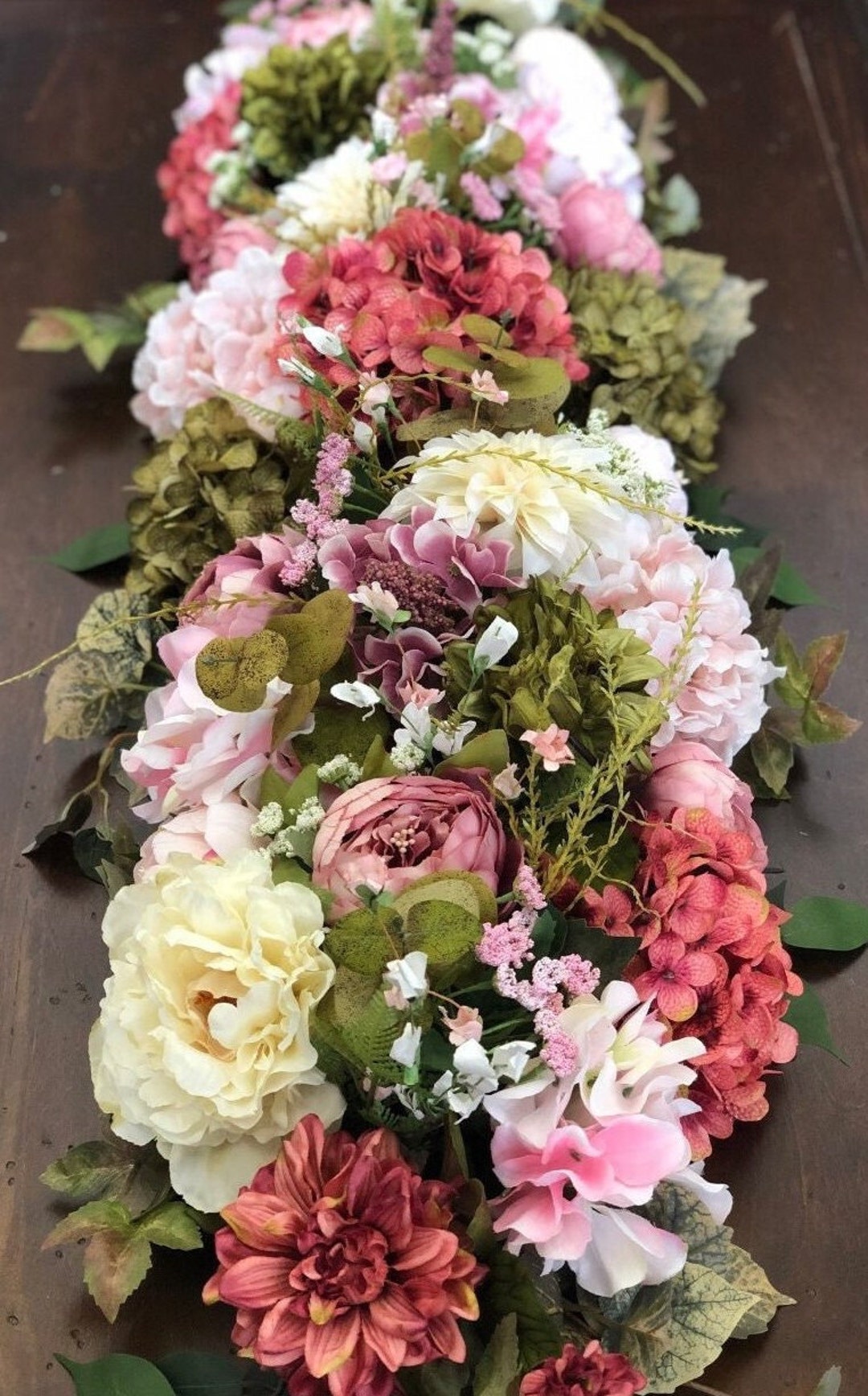 5 Ft or 6 Ft Silk Flower Garland, Luxury Floral Table Runner, Spring ...