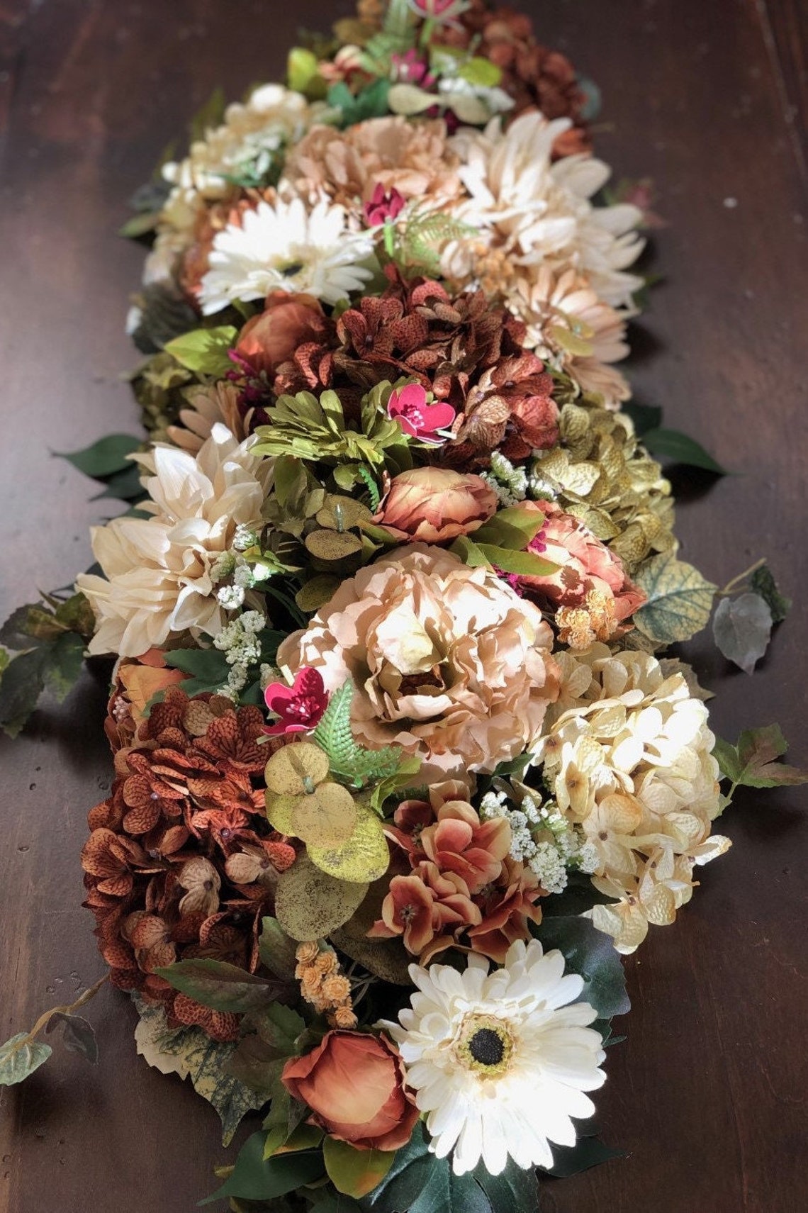 2 Ft Coffee and Cream Garland, Spring Summer Garland, Lush Faux Floral ...