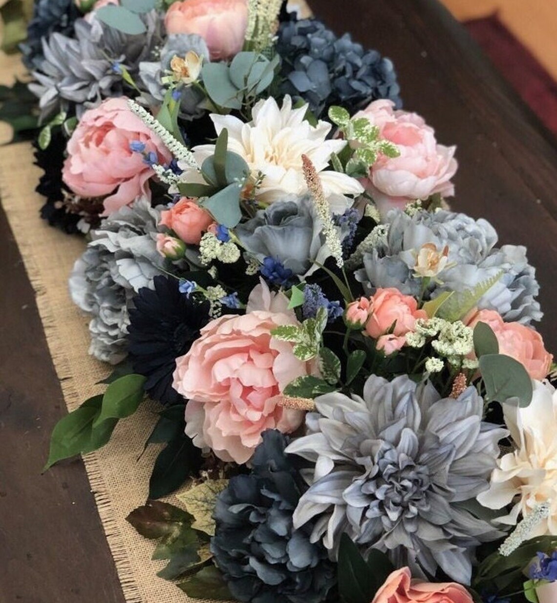 3 Ft or 4 Ft Gray Blue Coral Garland, Spring Summer Garland, Lush Faux ...