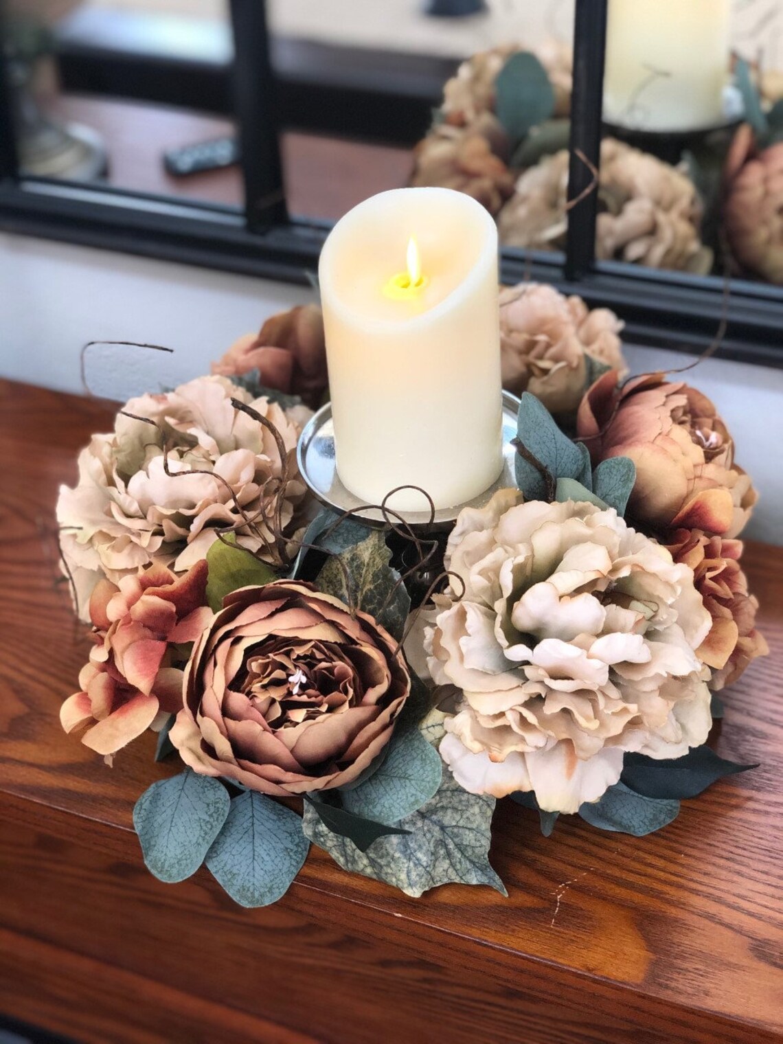 Rustic candle ring Floral Candle ring Mini wreath Everyday - Etsy.de